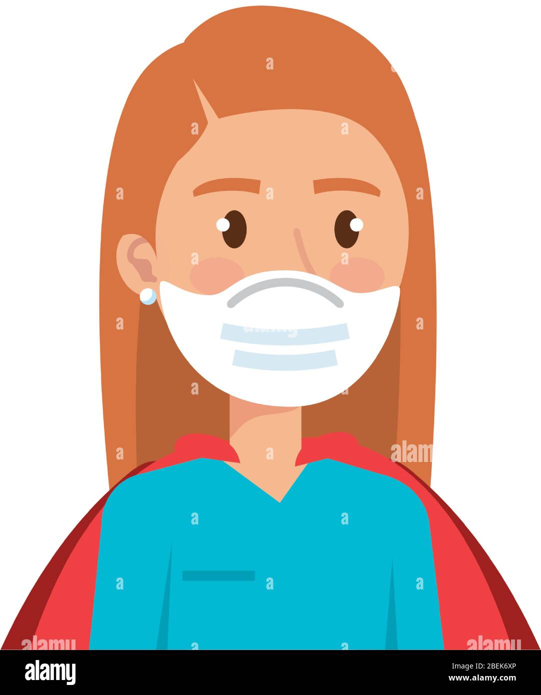 super female paramedic with face mask and hero cloak Stock Vector Image ...