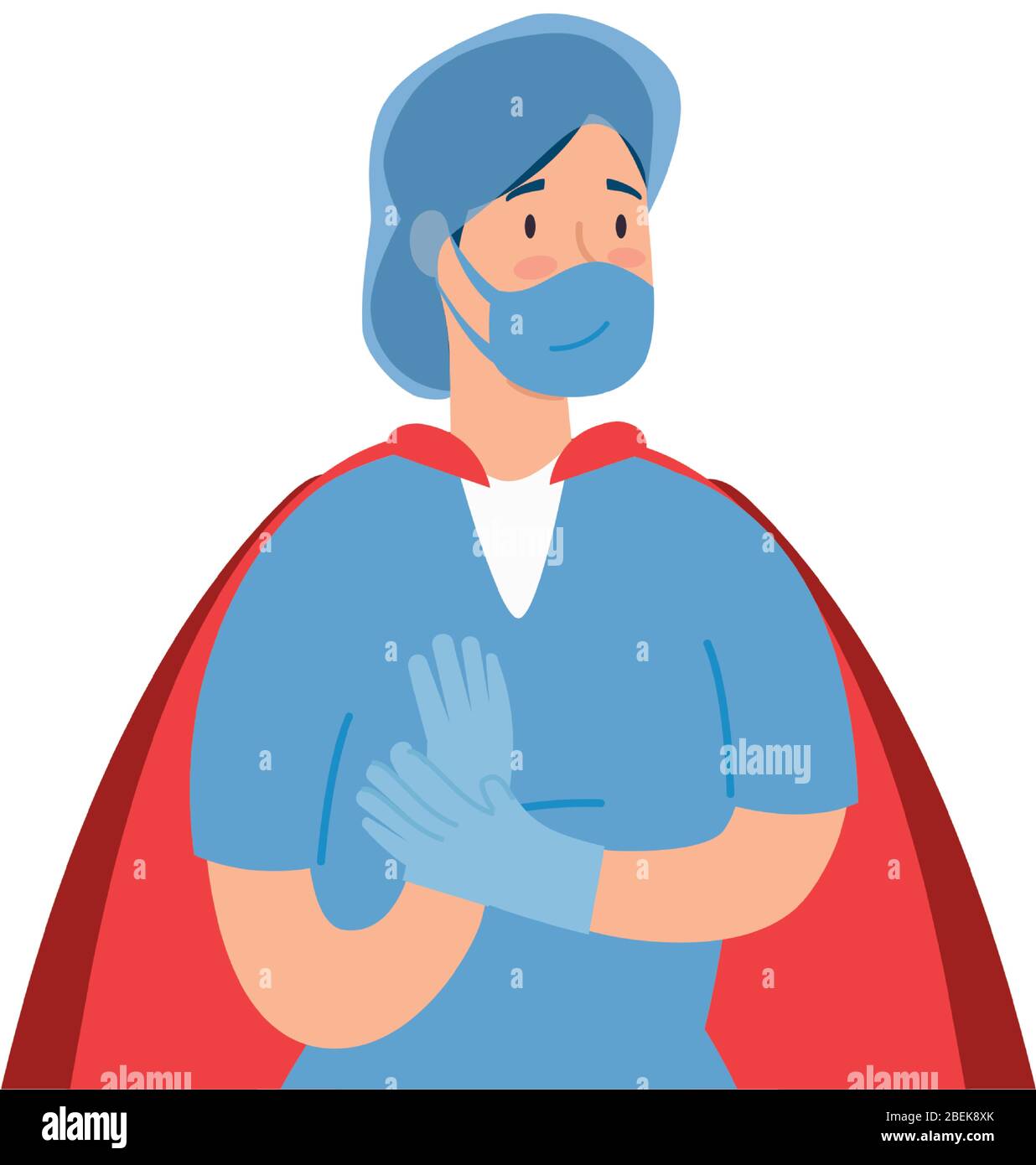 super female paramedic with face mask and hero cloak Stock Vector Image ...