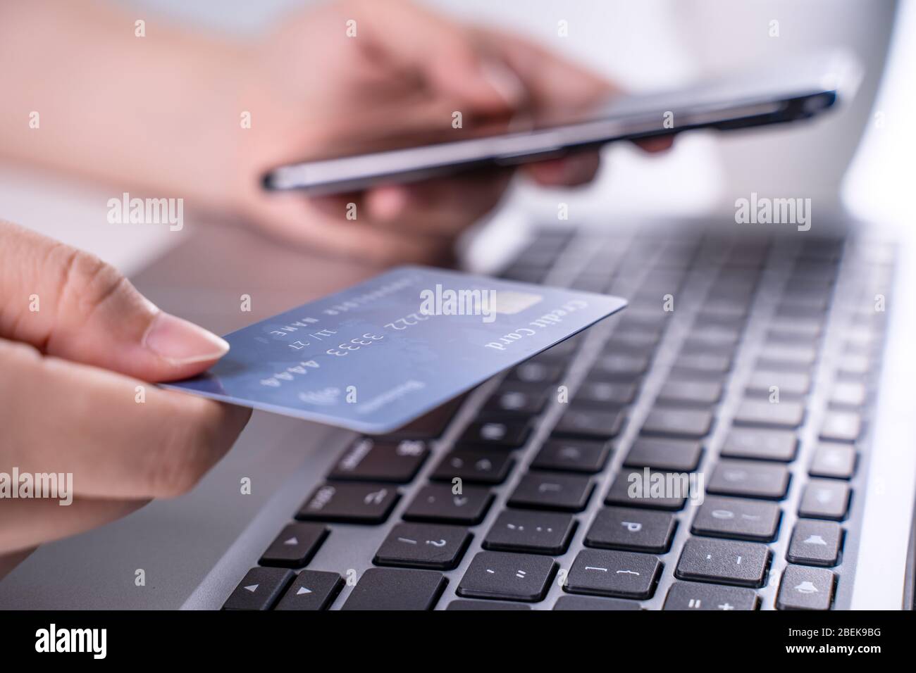 Online paying shopping, electronic payment with credit card, smart ...