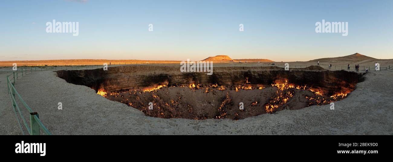 Panoramic photos of the Darvasa Crater, also known as the Doorway to ...