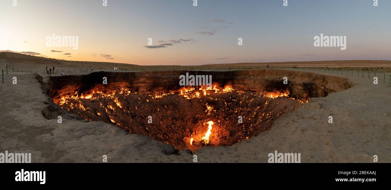 Panoramic photos of the Darvasa Crater, also known as the Doorway to ...