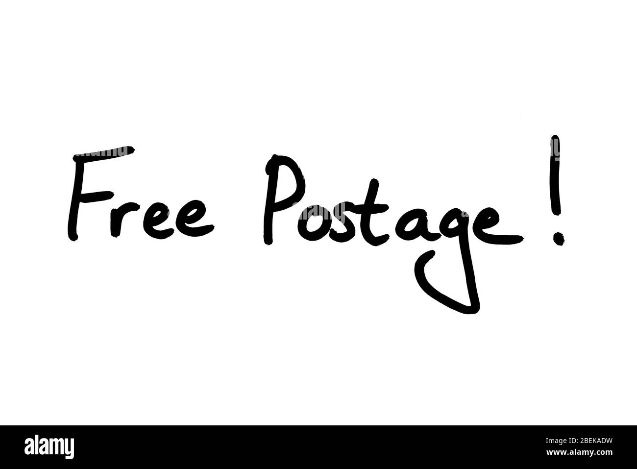 Free Postage! handwritten on a white background Stock Photo - Alamy