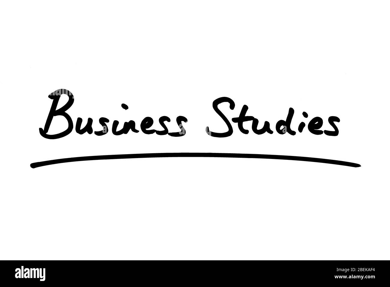 Business Studies handwritten on a white background Stock Photo - Alamy