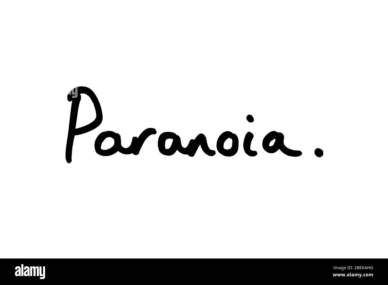 Paranoia handwritten on a white background Stock Photo - Alamy