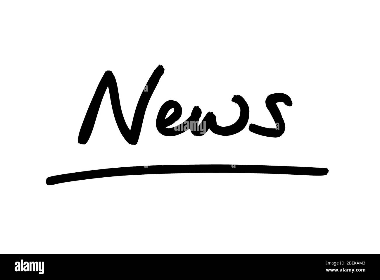 The word News handwritten on a white background Stock Photo - Alamy