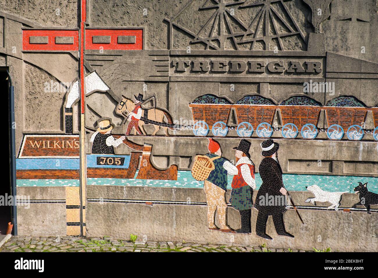 Mural showing the history of the industrial revolution in Newport and ...
