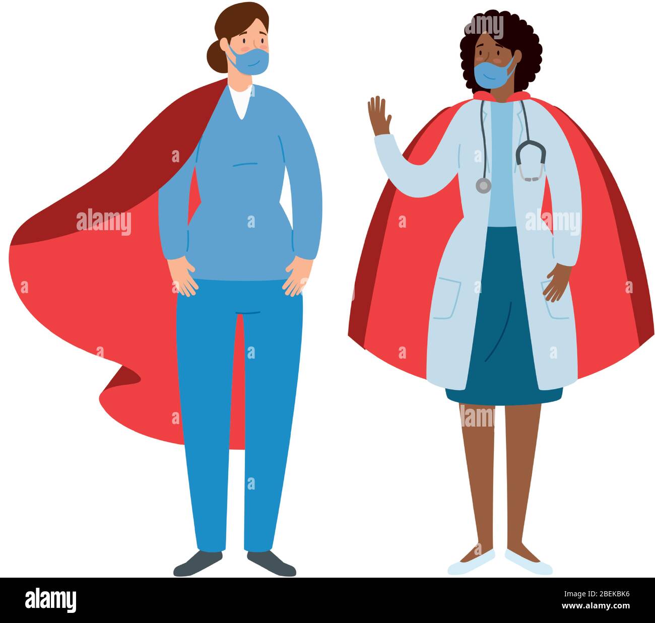 super doctor and paramedic female with hero cloak Stock Vector Image ...