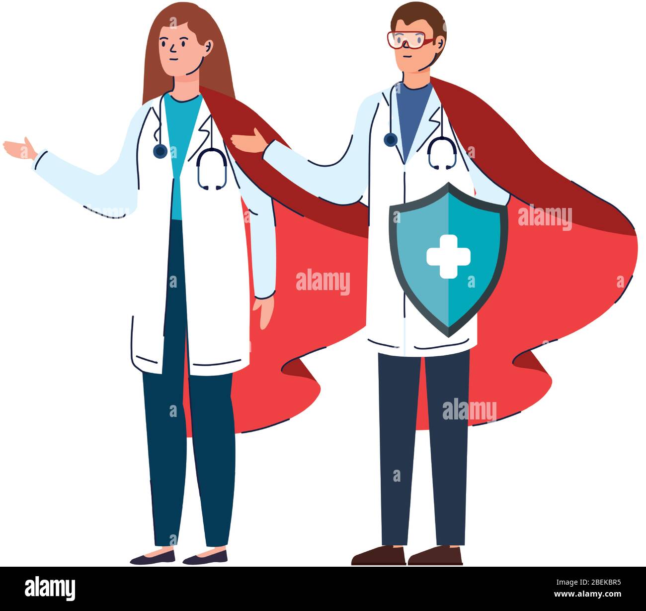 super doctors with hero cloak and shield Stock Vector Image & Art - Alamy