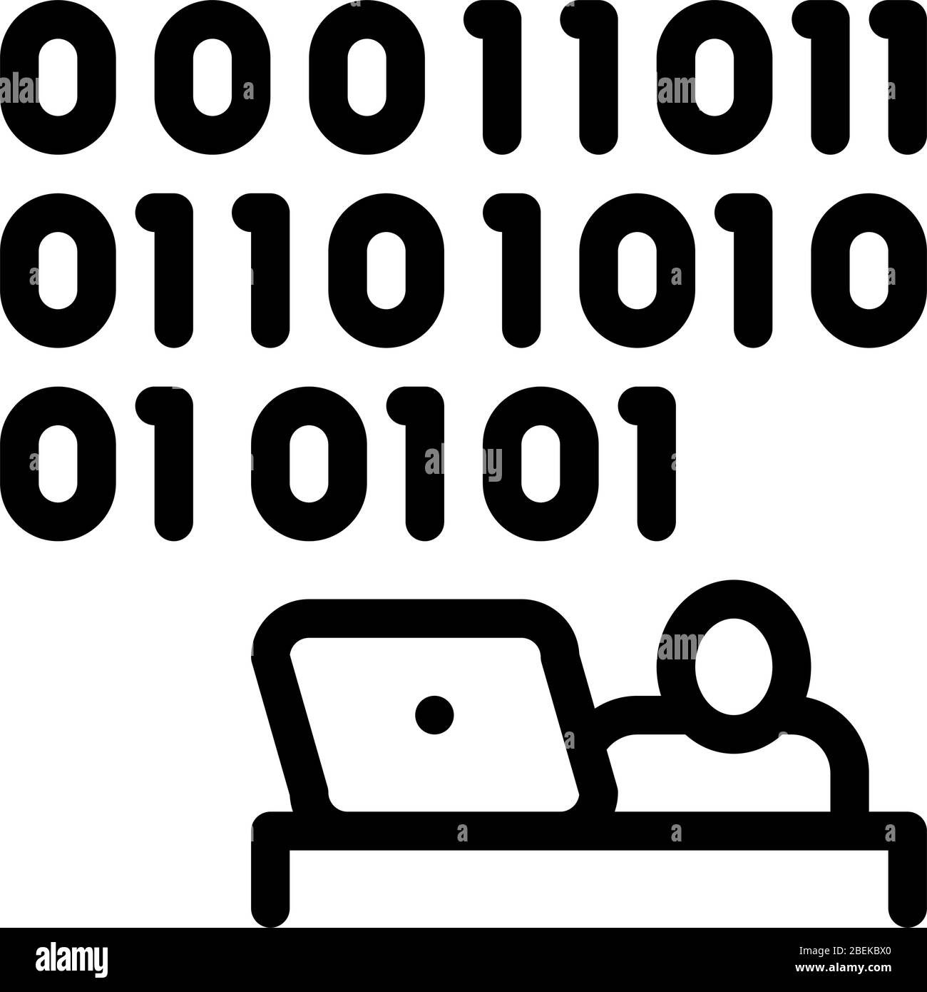 people come up with binary code icon vector outline illustration Stock Vector Image & Art - Alamy