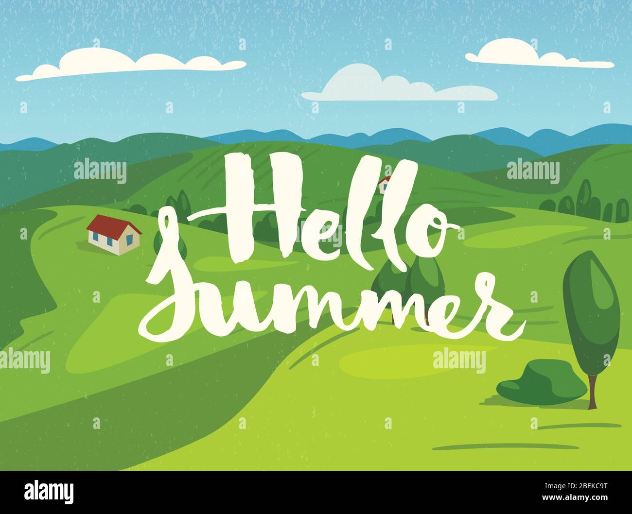 Vector summer poster with nature landscape background Stock Vector ...