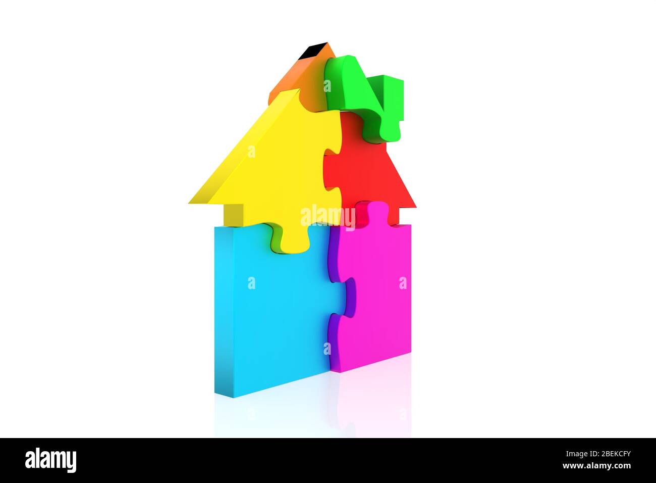 Construction of a house from Jigsaw Puzzle Pieces, concept for home ...