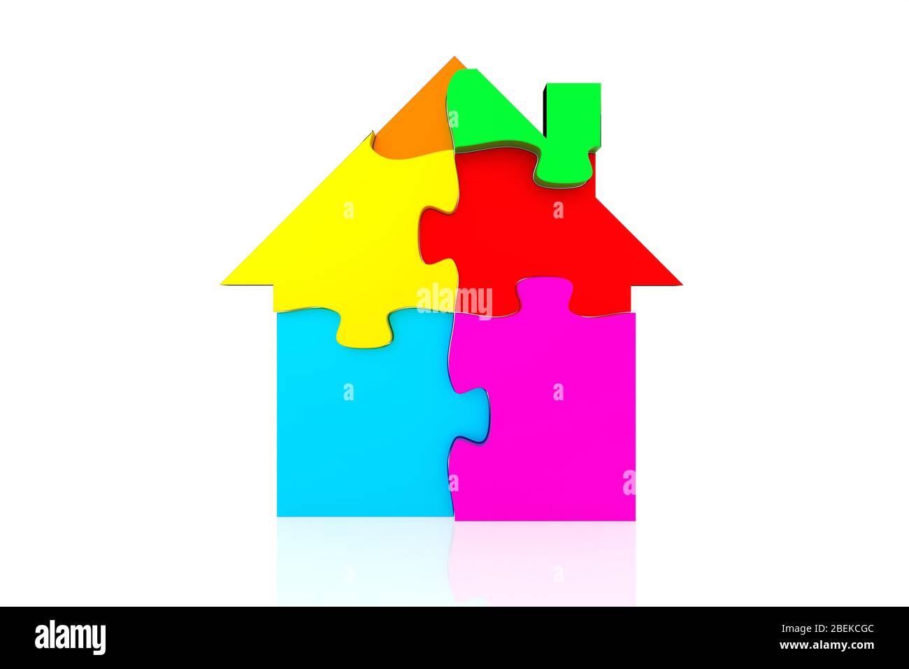 Construction of a house from Jigsaw Puzzle Pieces, concept for home ...