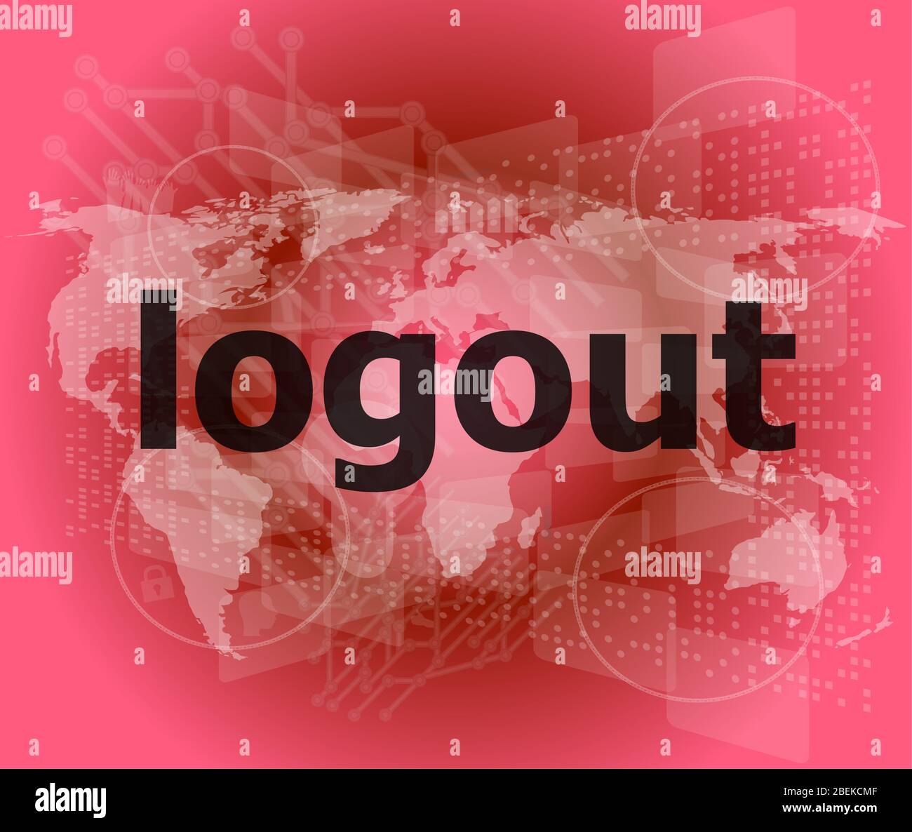 logout word, hi-tech background, digital business touch screen Stock ...