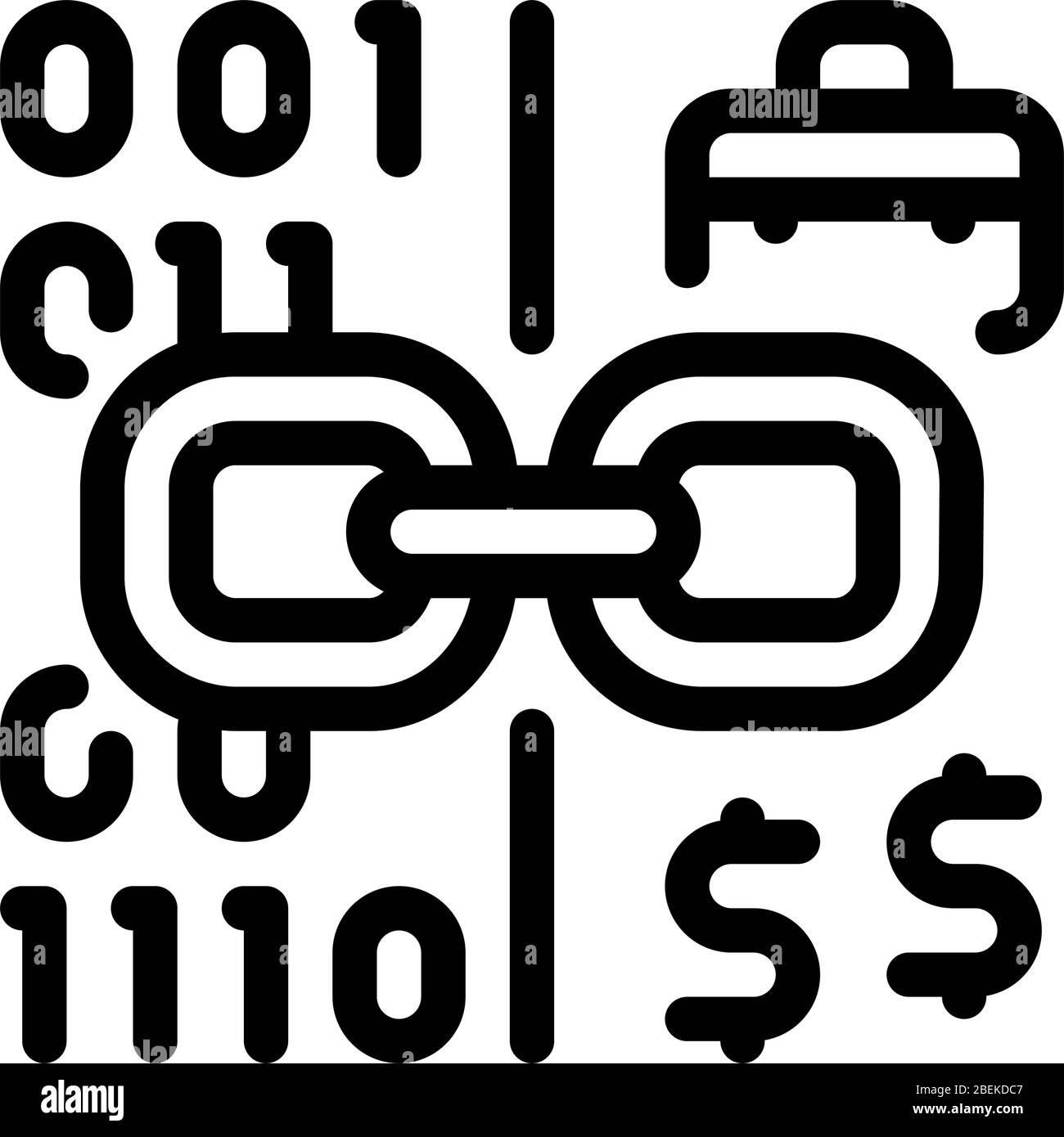 linking binary code to money icon vector outline illustration Stock ...