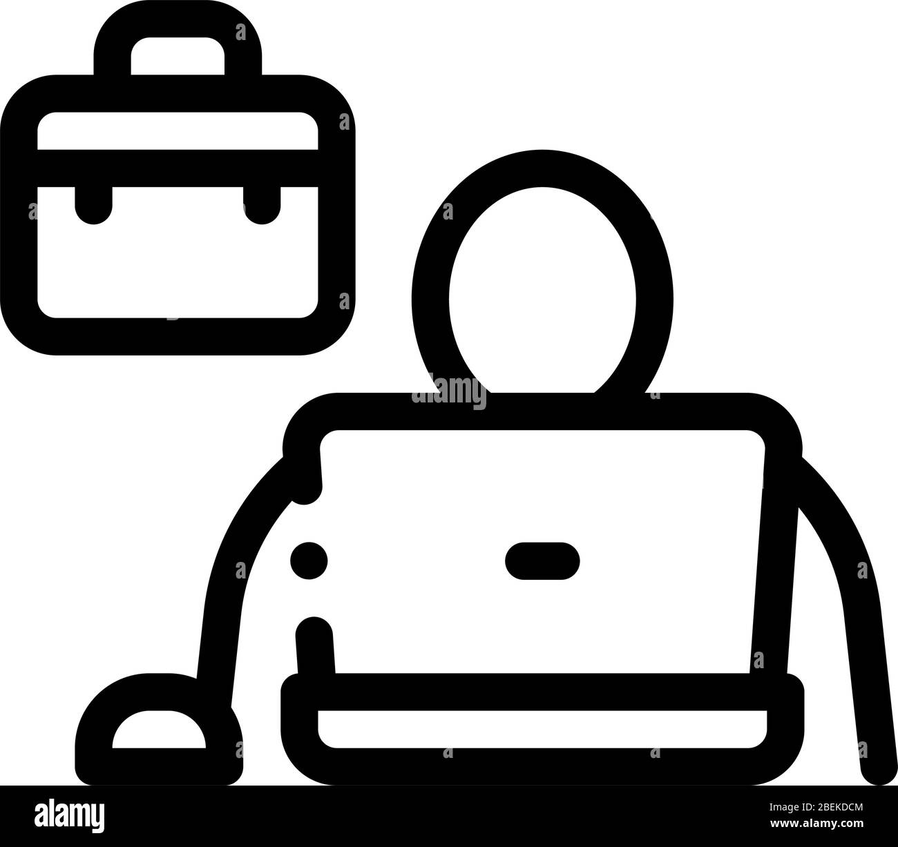 computer worker icon vector outline illustration Stock Vector Image ...