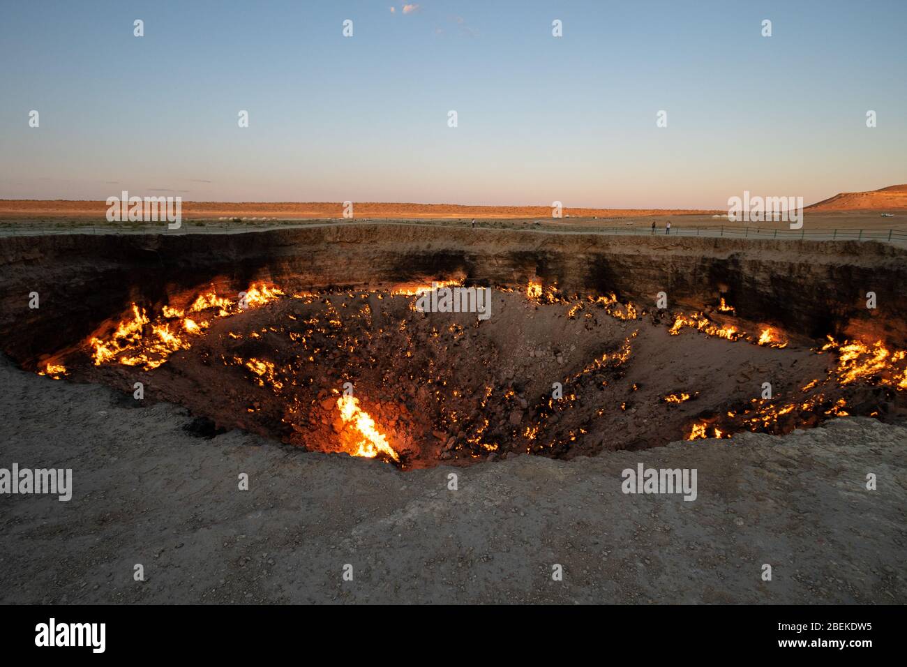 Sunset at the Darvasa Crater, also known as the Doorway to Hell, the ...