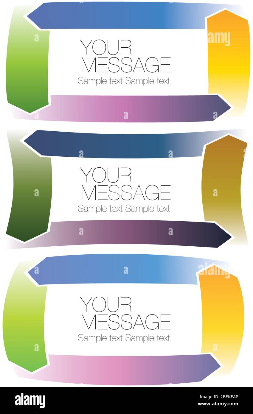 A set of three different layout banner made up of color arrow blocks ...