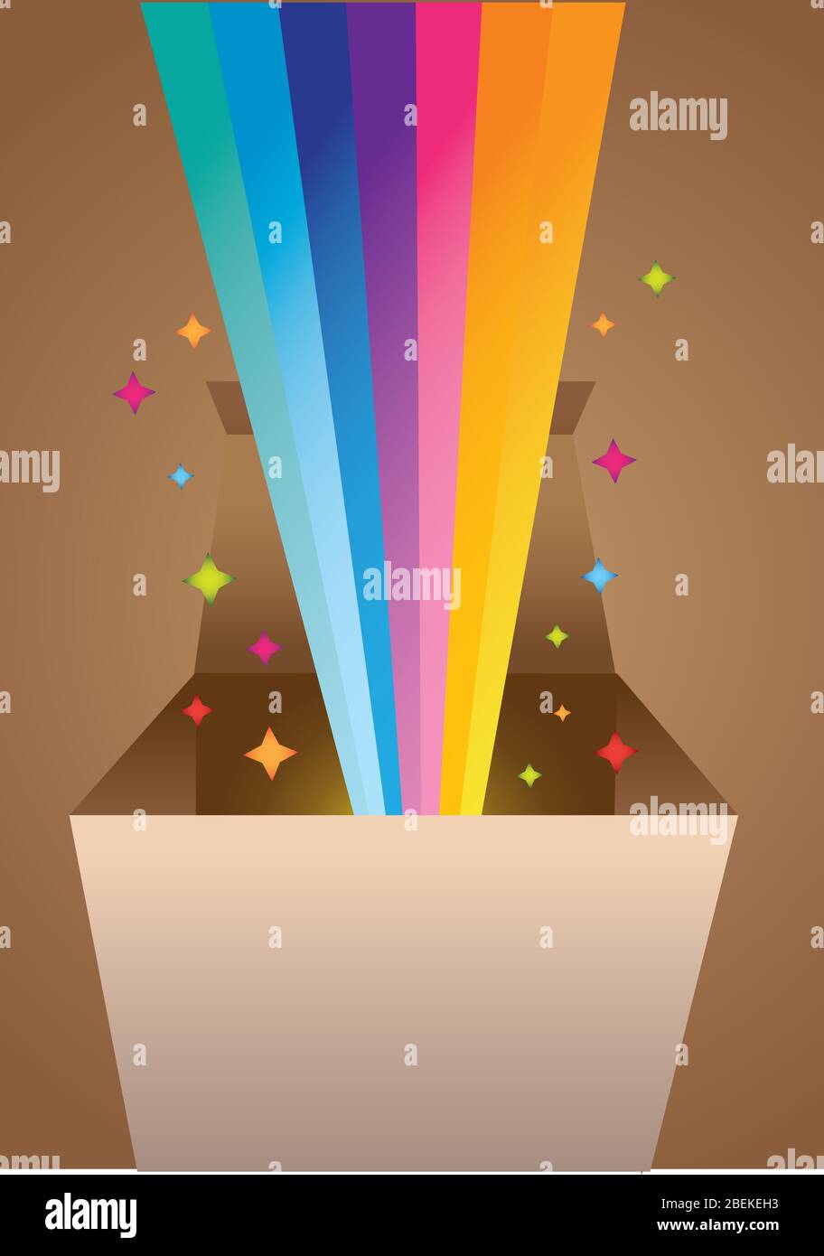 Illustration of Vector Rainbow rays coming out of the box Stock Vector ...