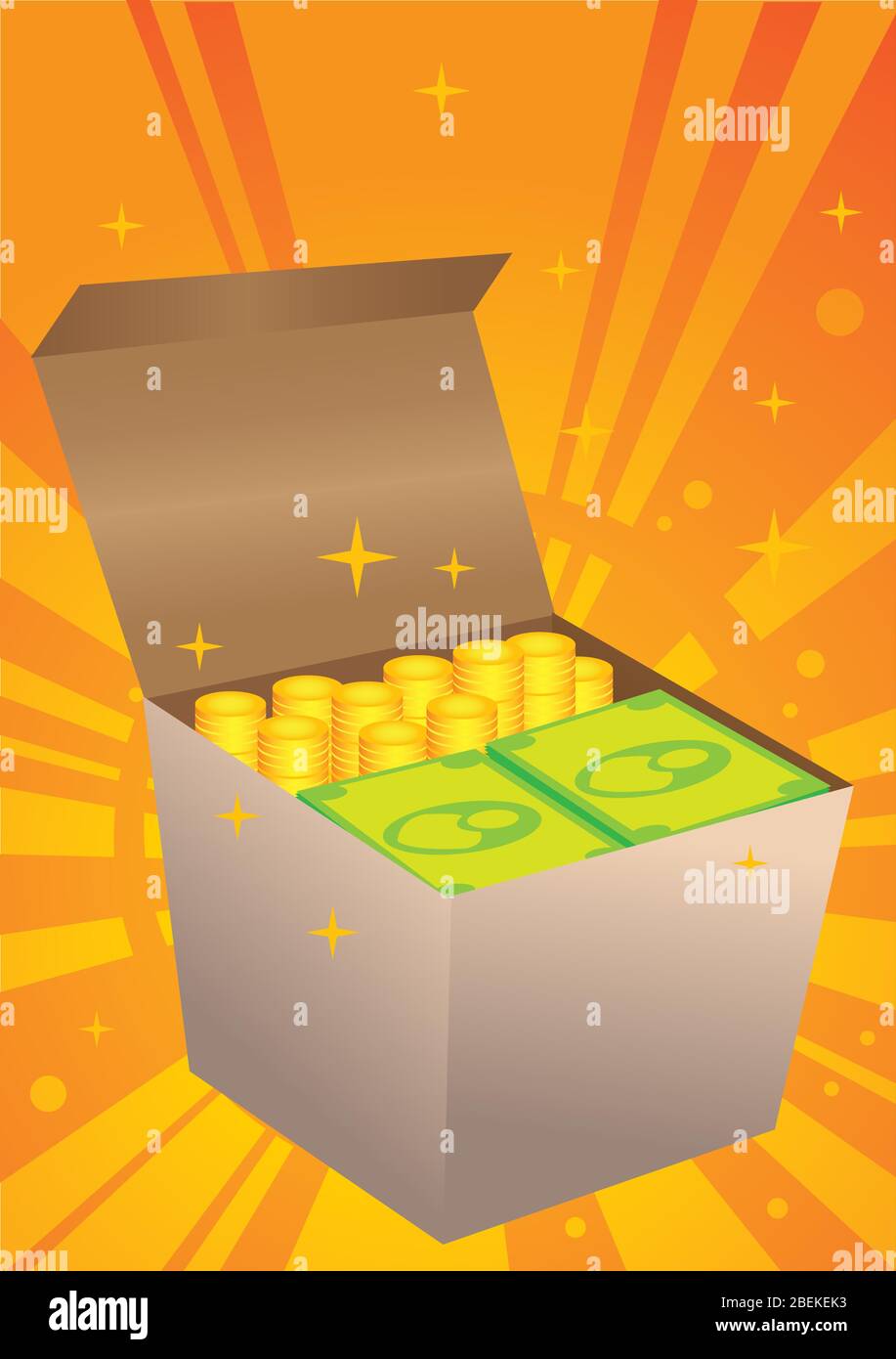 Vector illustration of a box of money Stock Vector Image & Art - Alamy