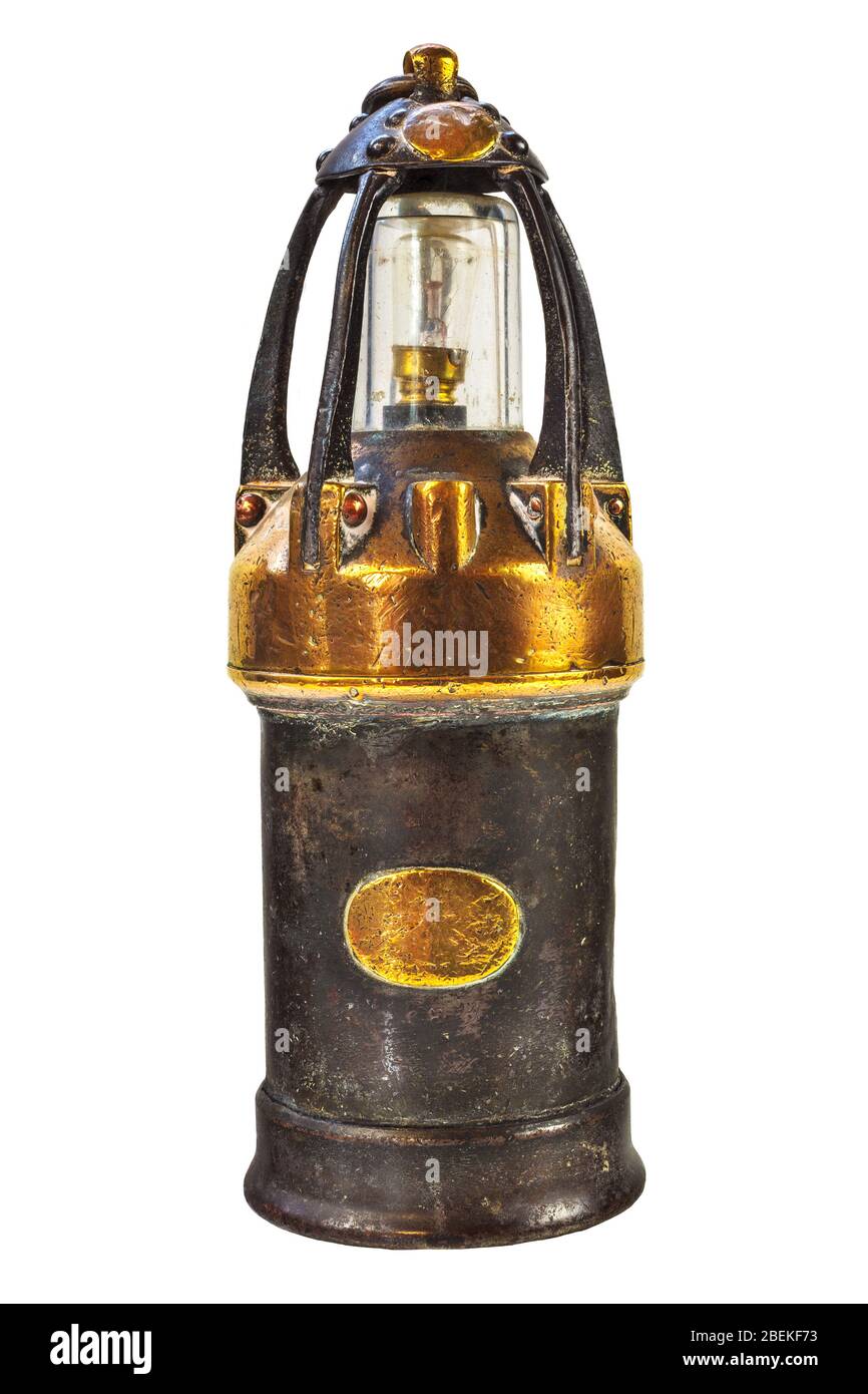 Vintage miner light isolated on a white background Stock Photo - Alamy