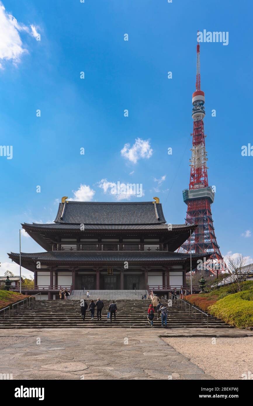 tokyo, japan - march 05 2020: Japanese zojoji temple which is the ...