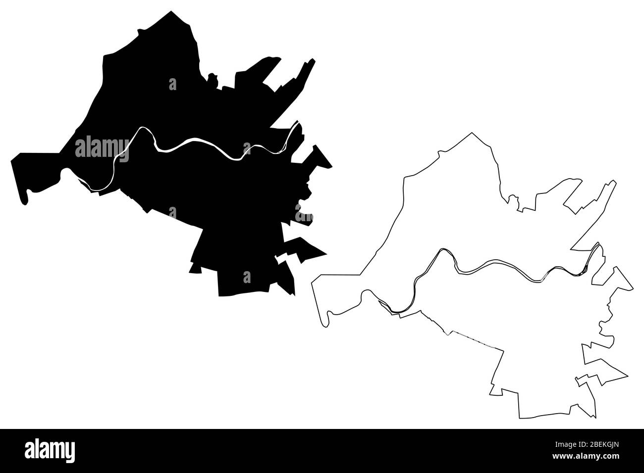 Uzhhorod City (Ukraine, Zakarpattia Oblast) map vector illustration ...