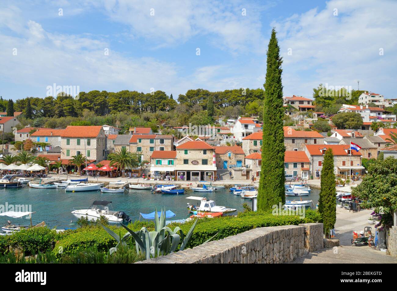 Panoramic view of the Solta Maslinica village in Croatia Stock Photo ...