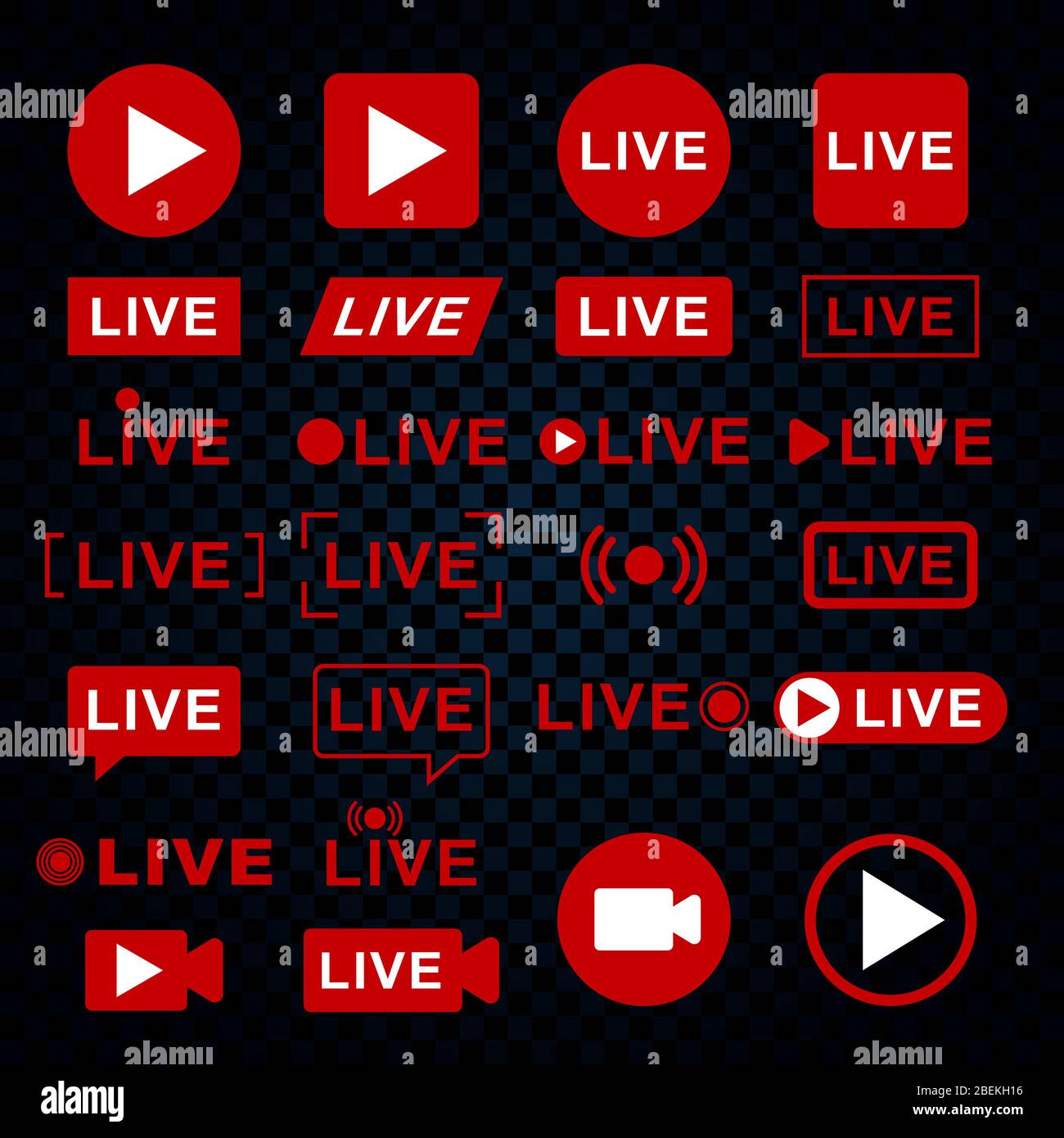 Live streaming icons. Broadcasting video news, tv stream screen banners ...