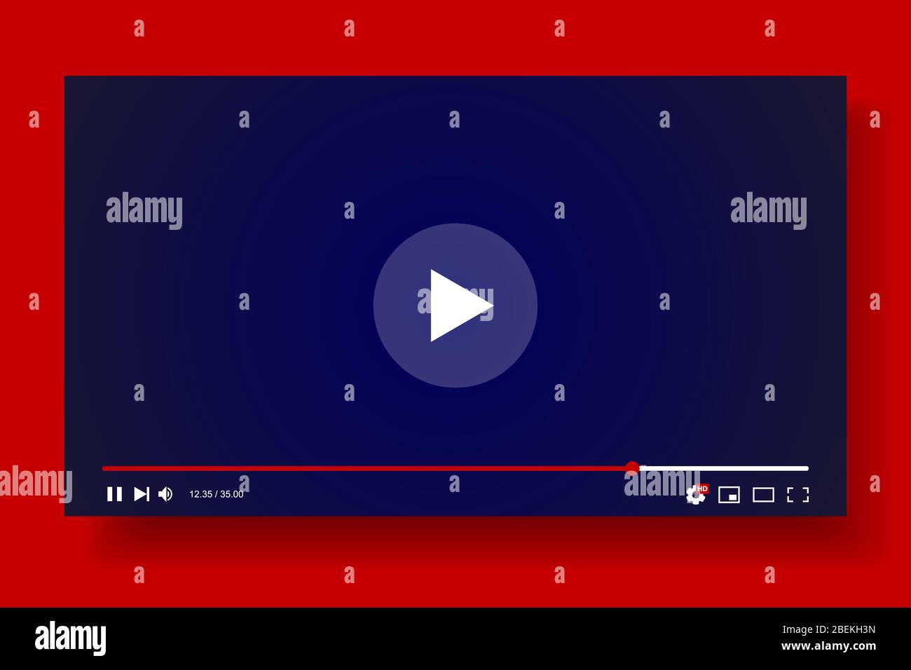 Video Player Template Design. Mockup live stream window, player. Social ...