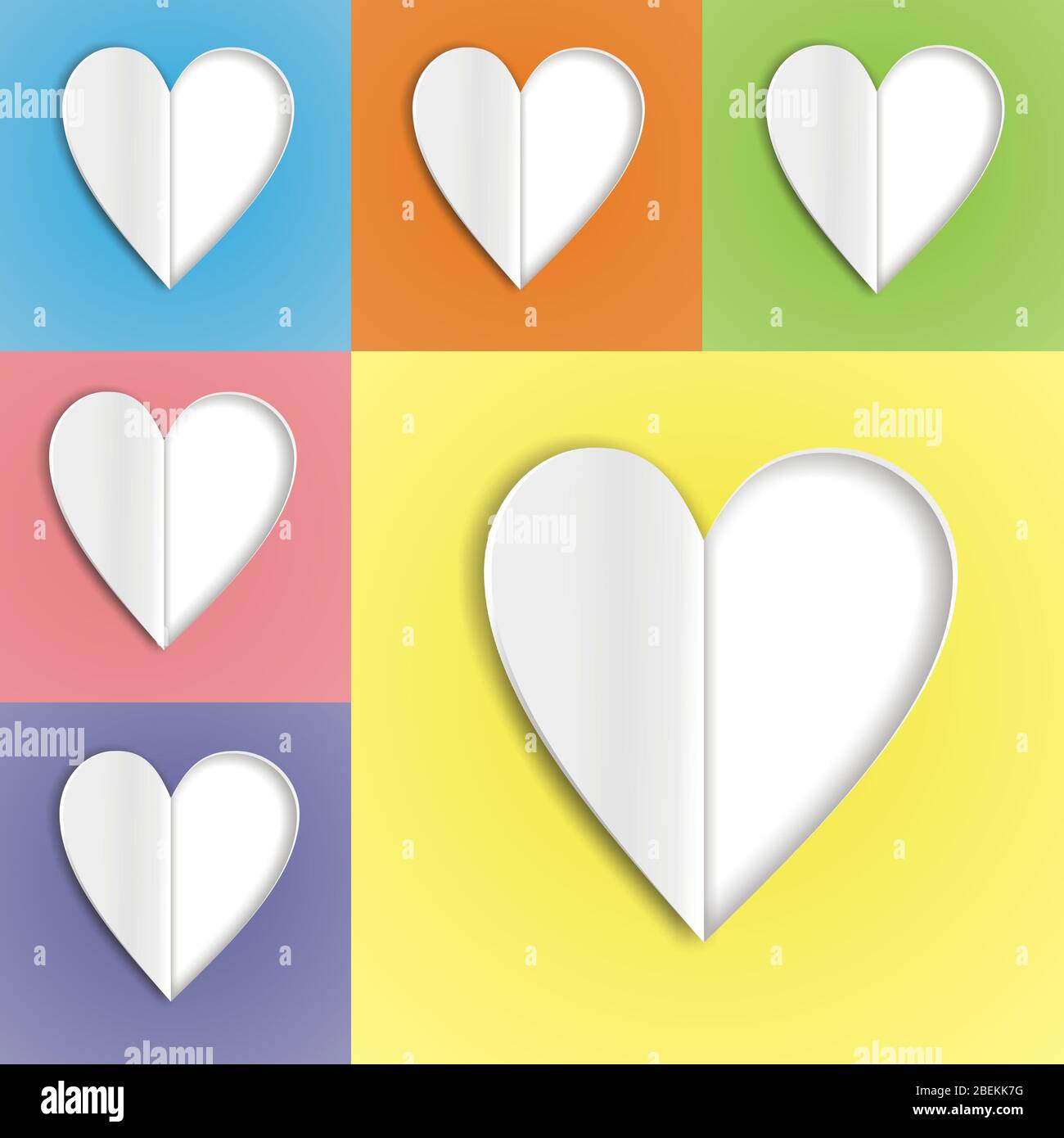 colorfull illustration of hearts cut from paper Stock Photo - Alamy
