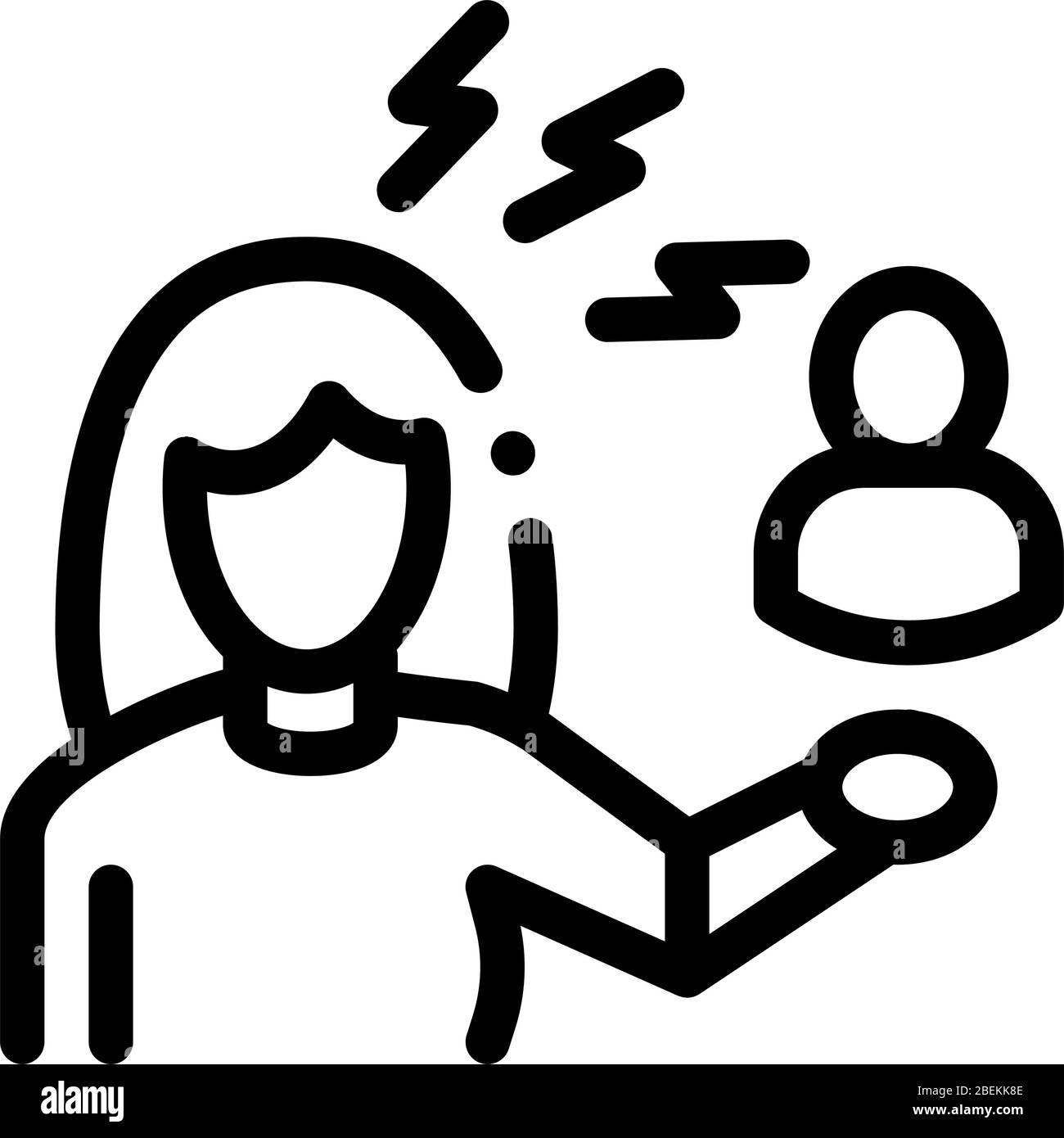 female discussion and conviction icon vector outline illustration Stock ...