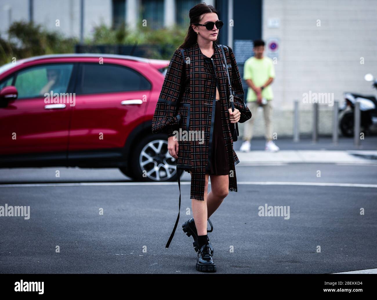 MILAN, Italy- September 18 2019: Madelynn Furlong on the street during ...