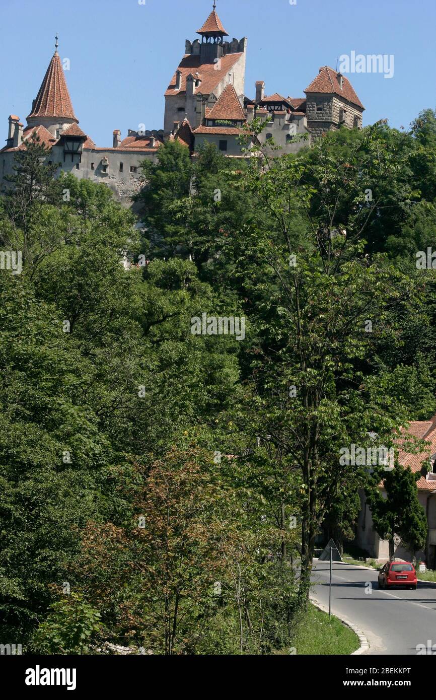 Exterior view of the 14th century Bran Castle in Romania Stock Photo ...