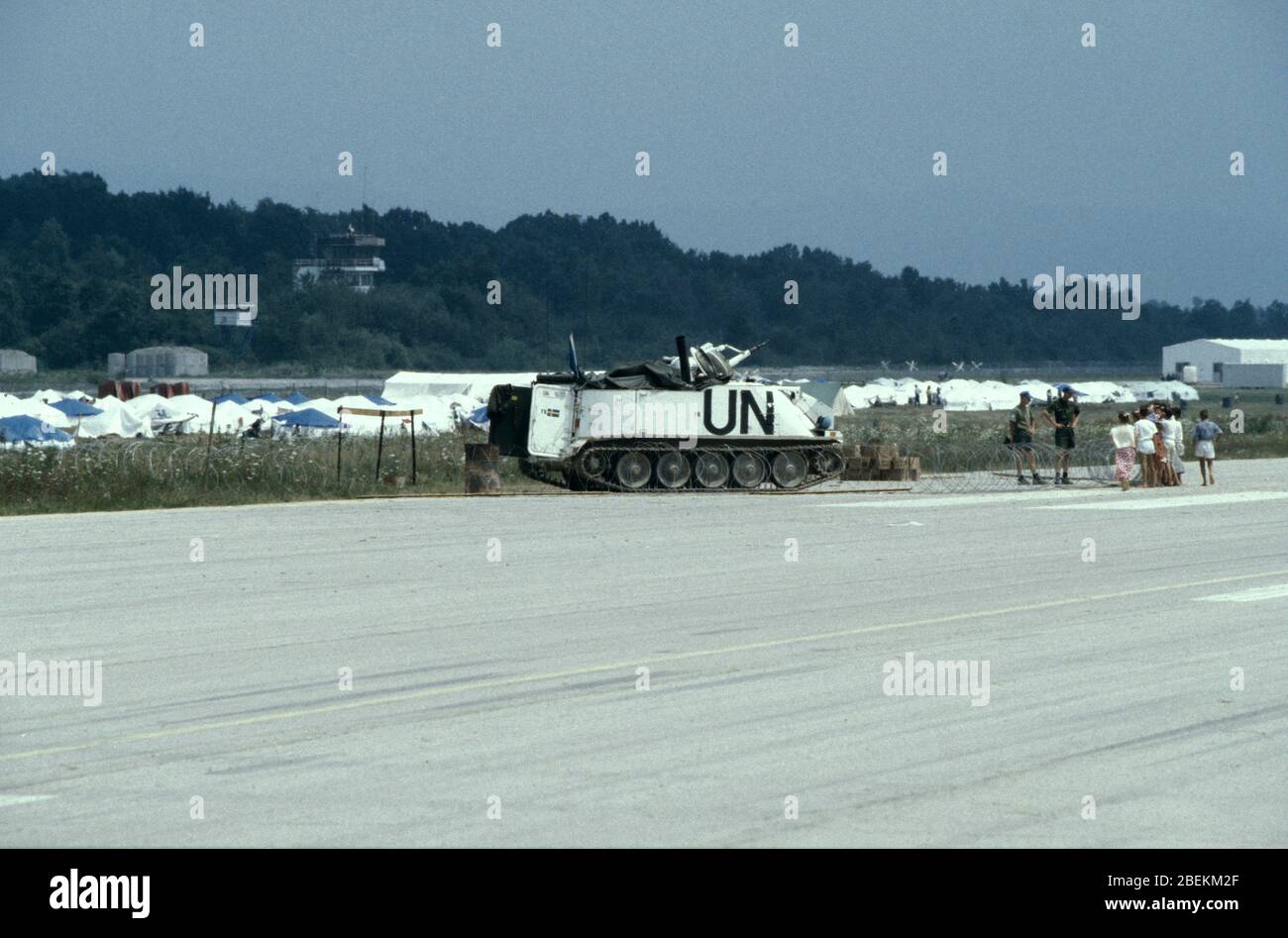 1995 Tuzla, Bosnia - UN tank protecting the UN Tuzla airfield temporary ...