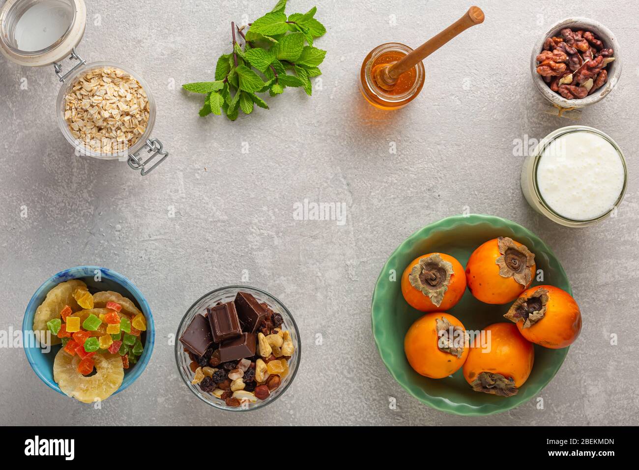 Frame of breakfast foods. Healthy eating concept. Cereals Stock Photo ...