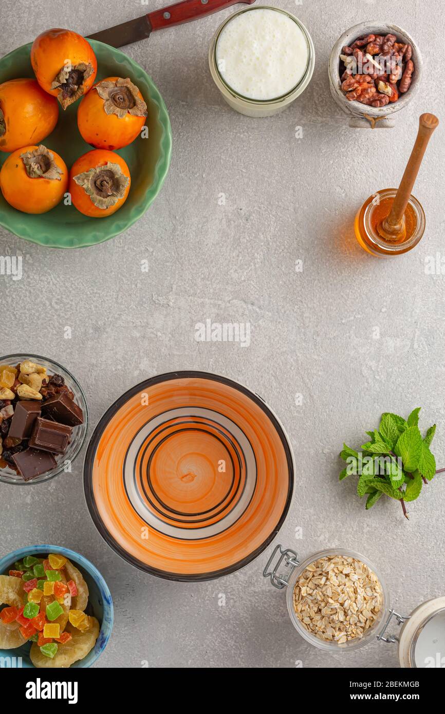 Frame of breakfast foods. Healthy eating concept. Cereals Stock Photo ...