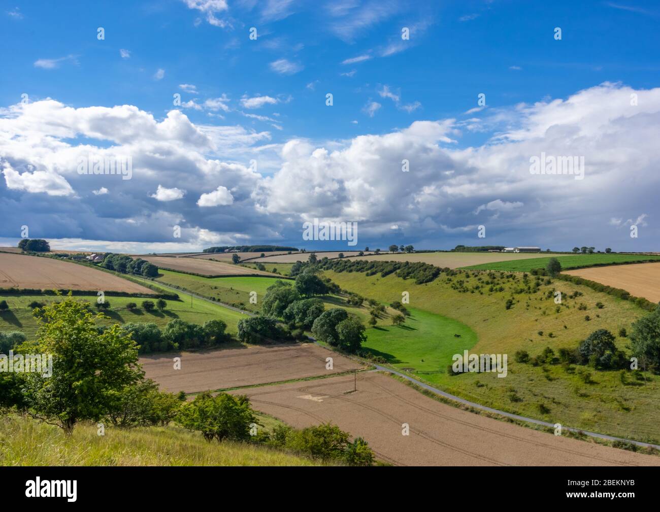 View of the rolling hills and big sky of the Yorkshire Wolds near ...