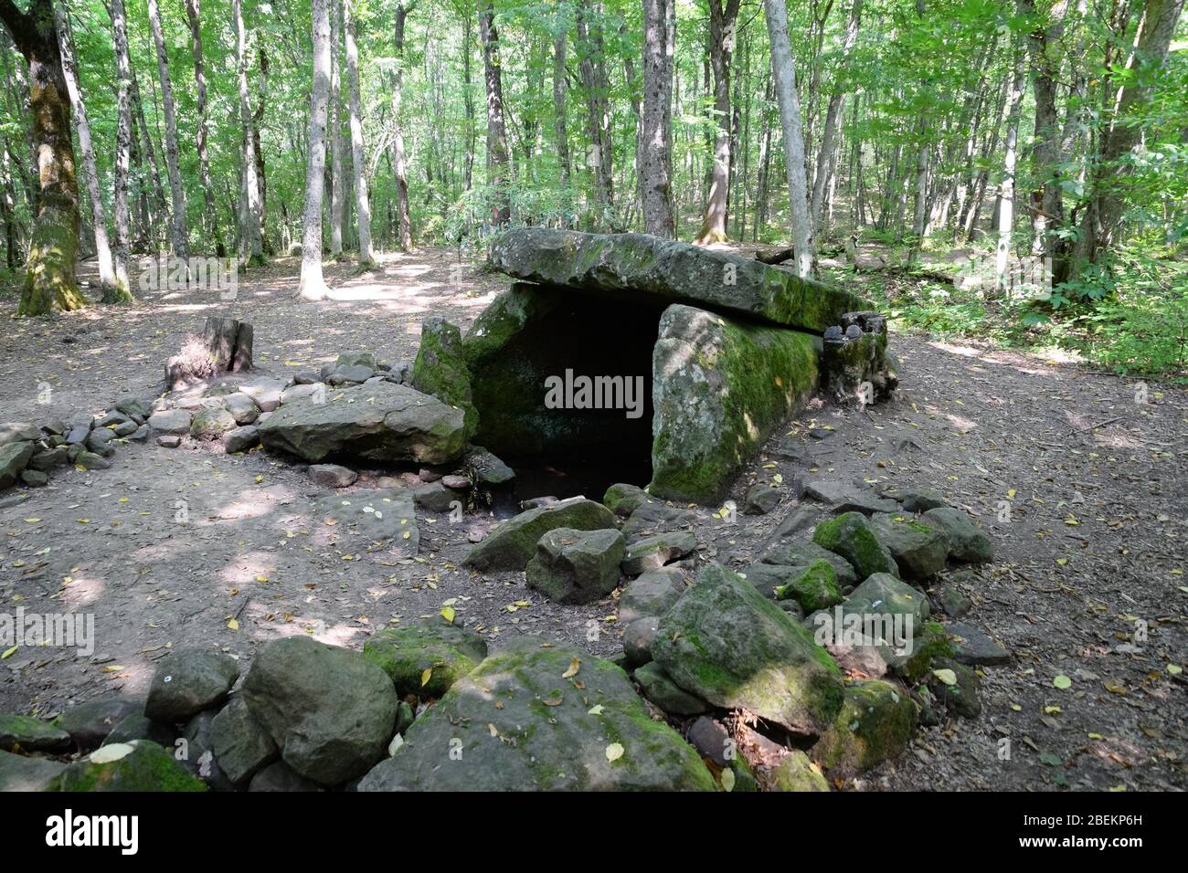 Dolmen in Shapsug. Forest in the city near the village of Shapsugskaya ...