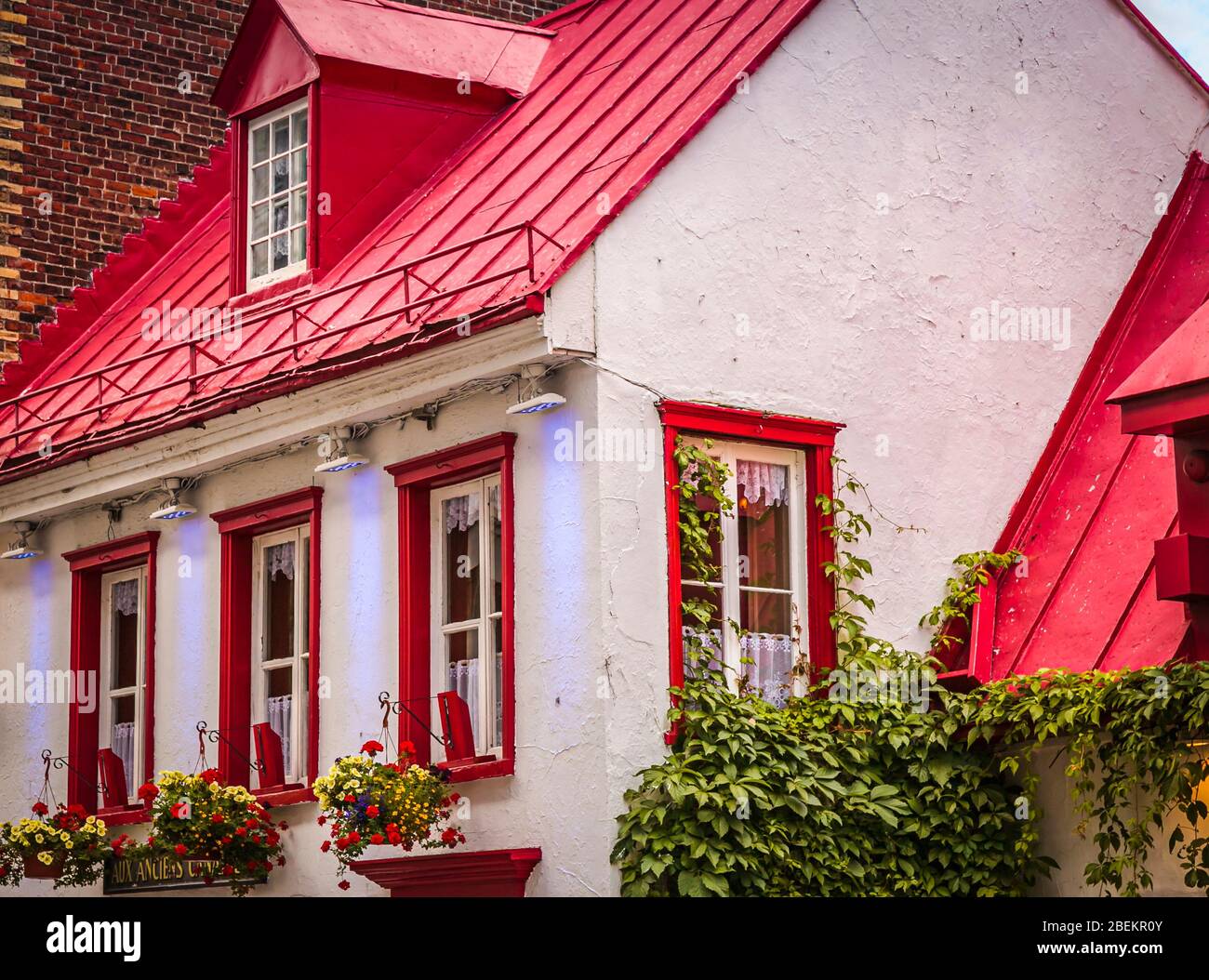 Quebec City, Quebec, Canada, July 2012 - Old style houses with red ...