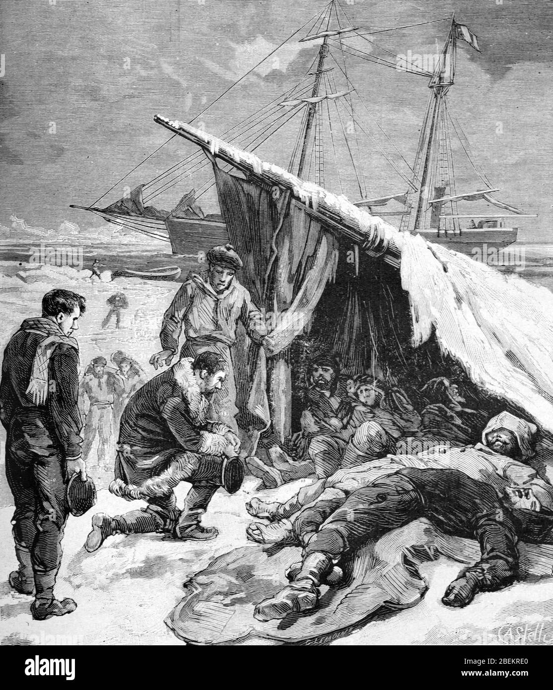 Rescue Team Arrives (22 June 1884) at Camp of Cape Sabine of the Lady ...