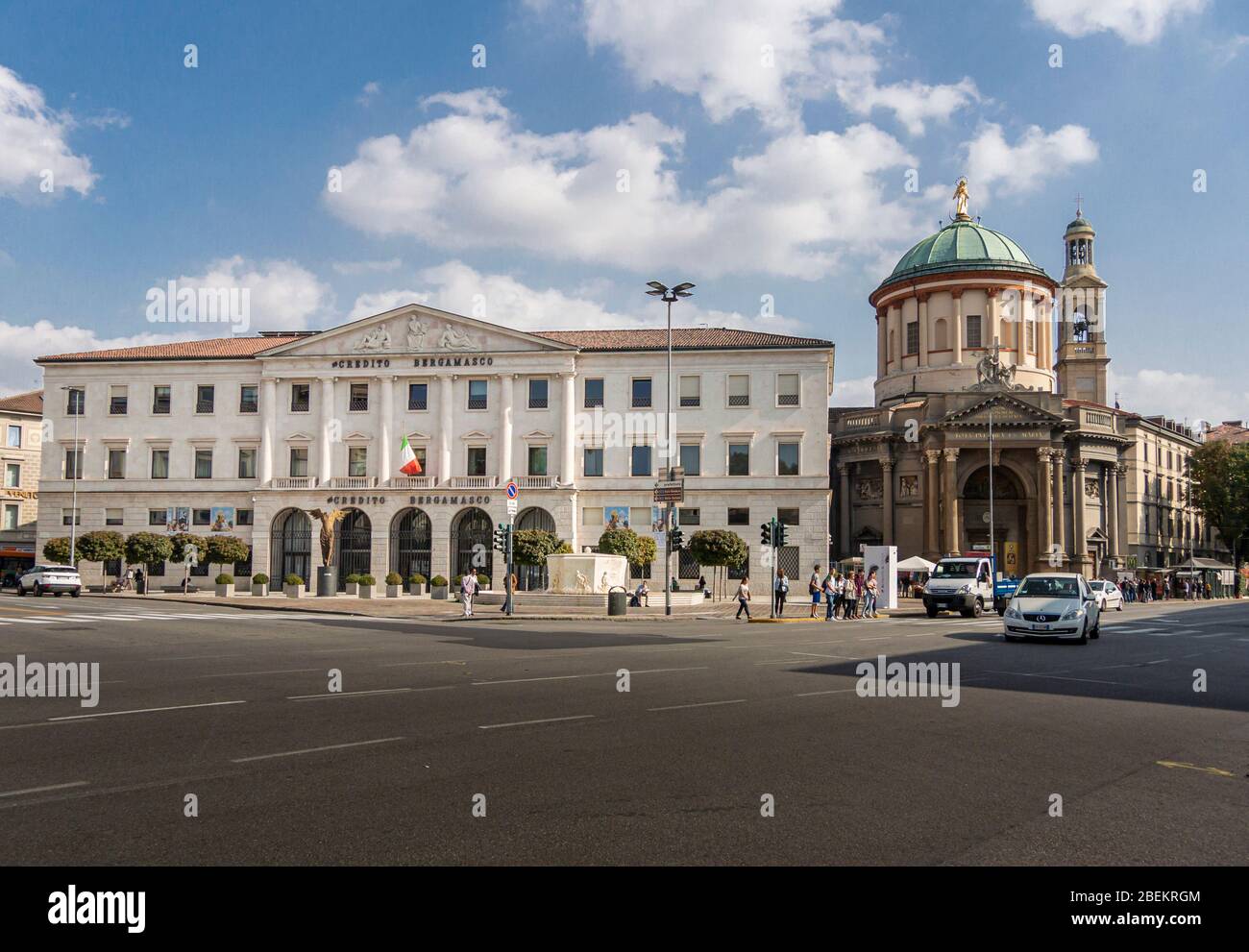Street view and architecture in the City of Bergamo, Italy, Europe ...
