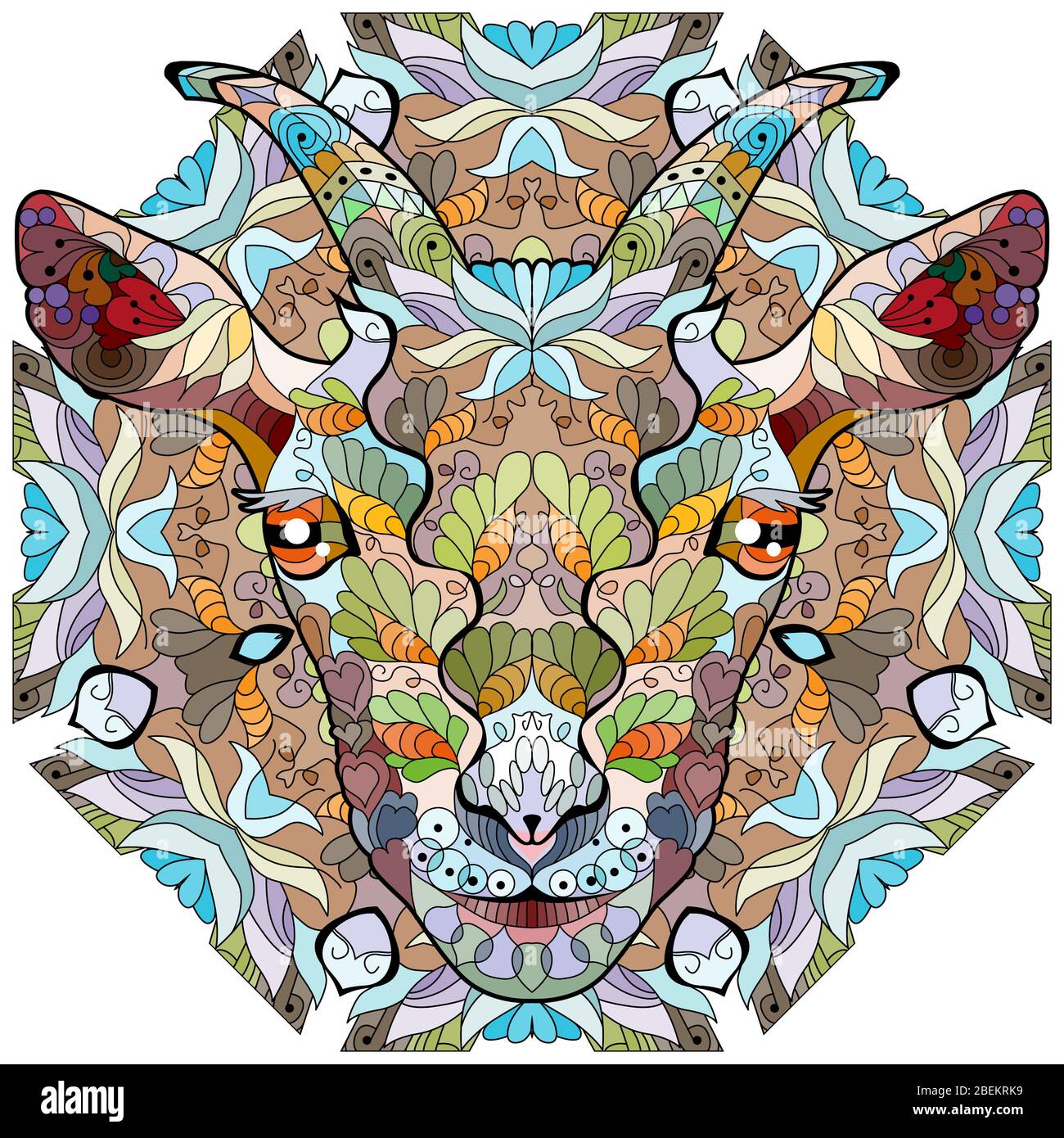 Zentangle goat head with mandala. Hand drawn decorative vector ...