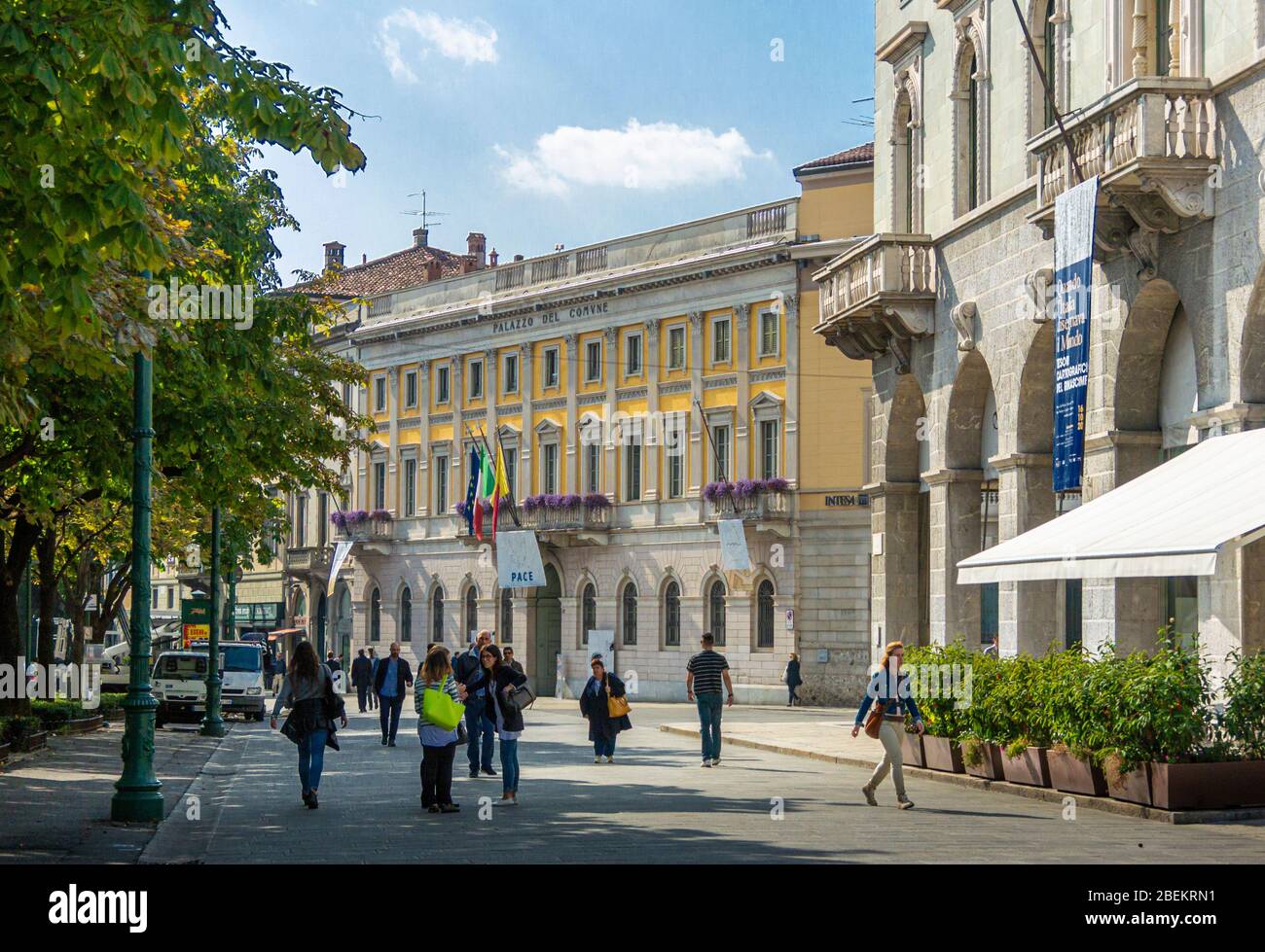 Street view and architecture in the City of Bergamo, Italy, Europe ...