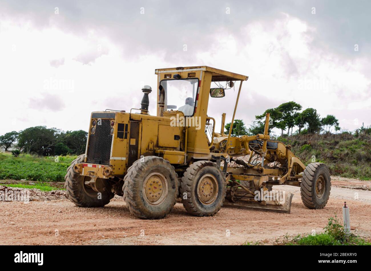 Working Road Construction Grader Stock Photo - Alamy
