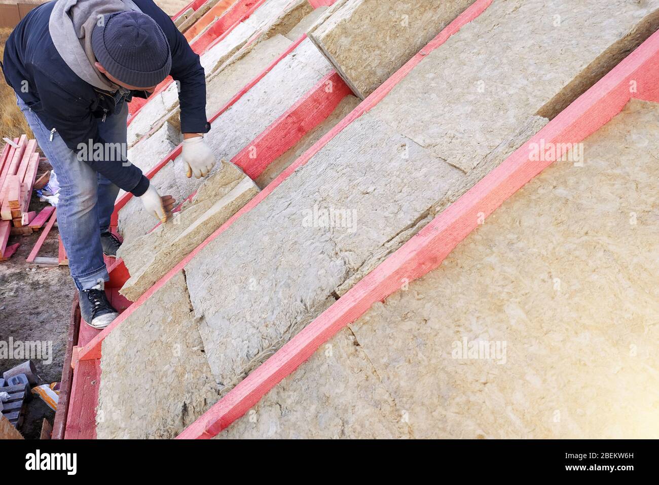 Mineral wool roofing attic hi-res stock photography and images - Alamy