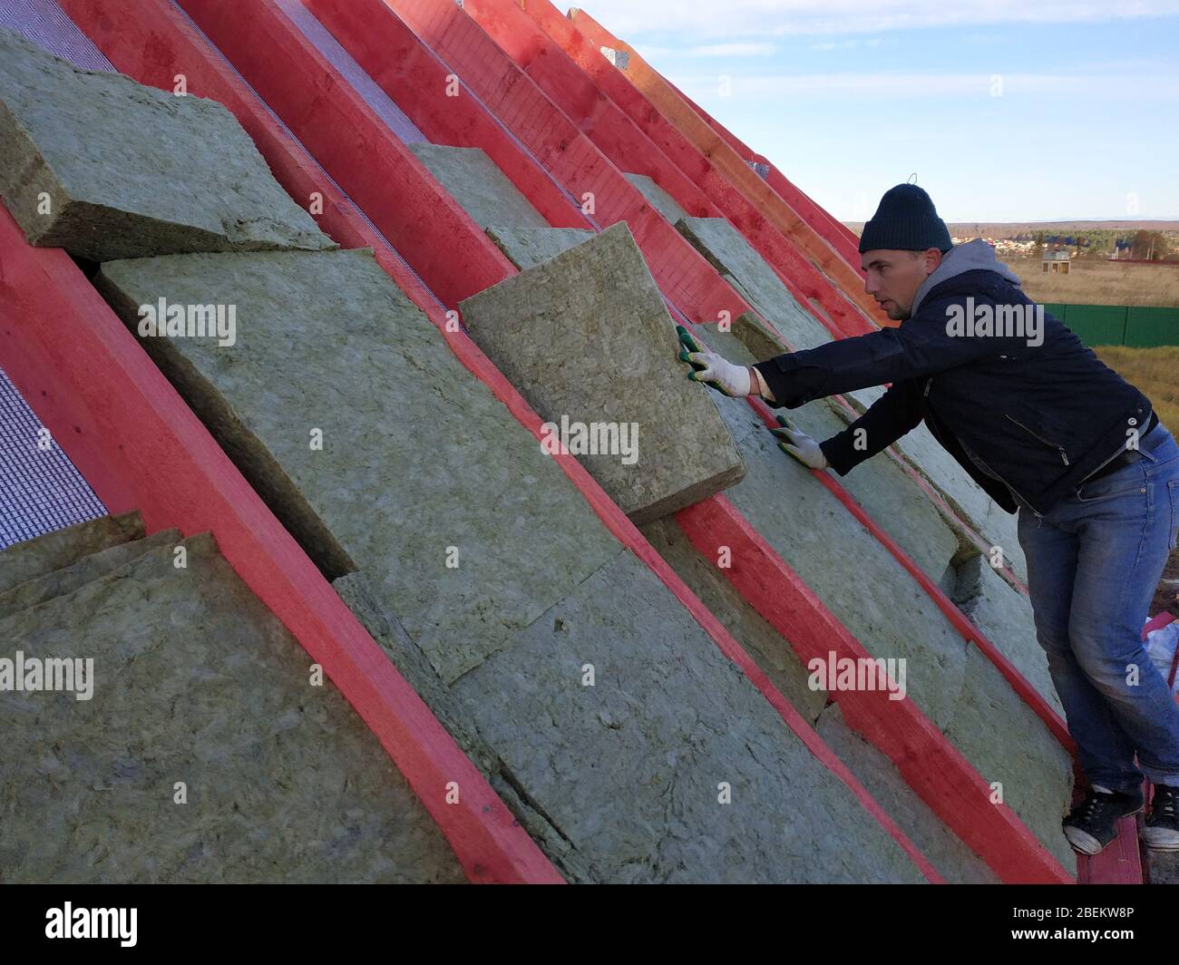 Mineral wool roofing attic hi-res stock photography and images - Alamy