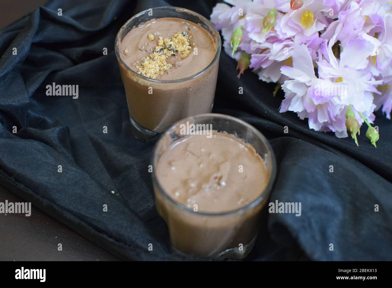 Chilled chocolate mousse with space to add text Stock Photo - Alamy