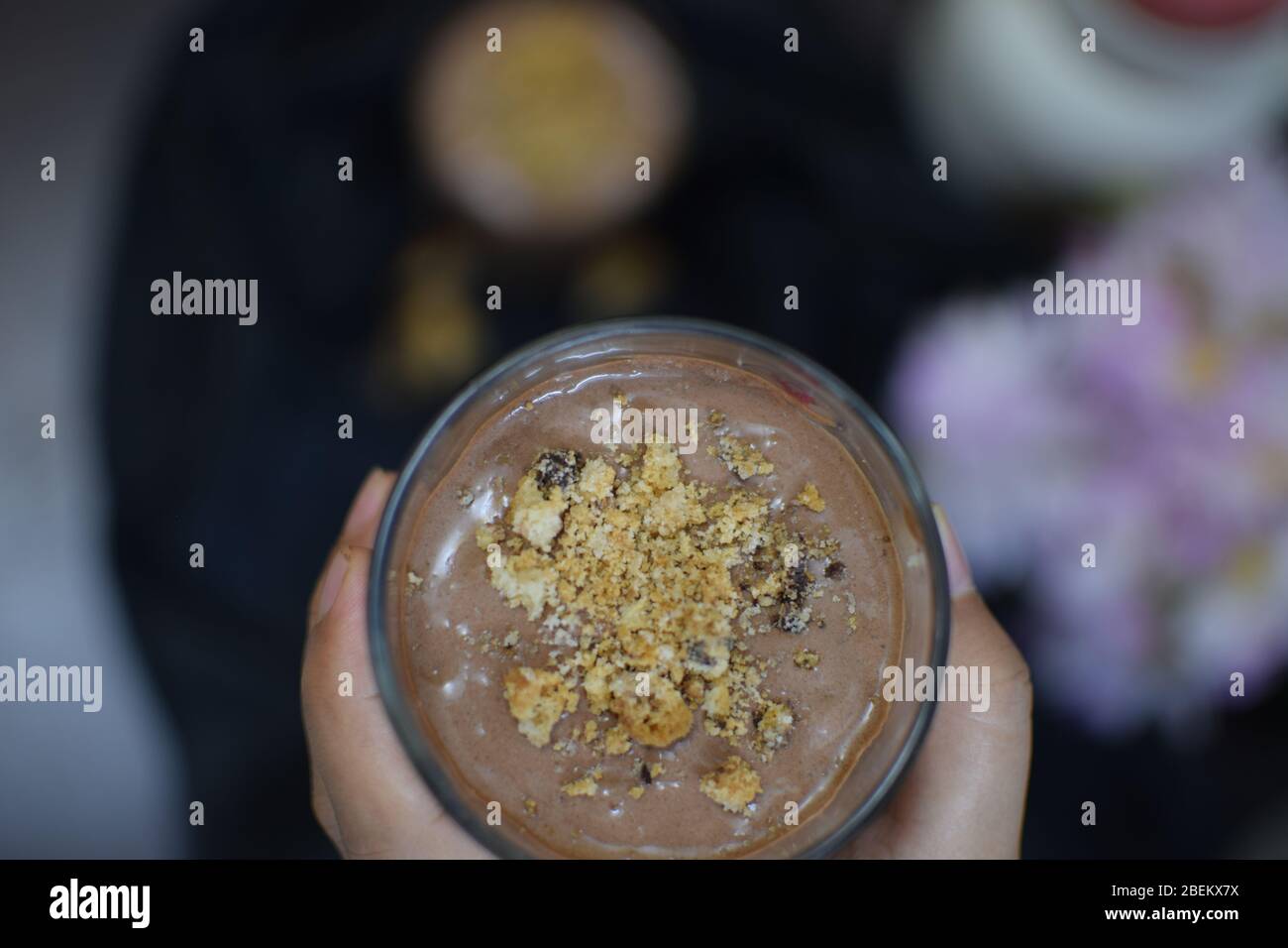 Chilled chocolate mousse with space to add text Stock Photo - Alamy