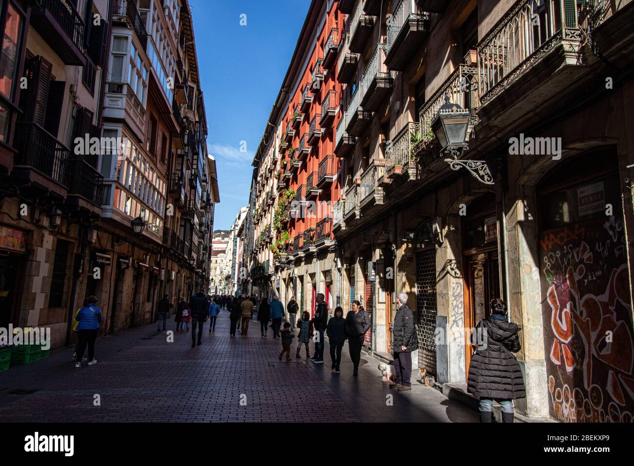Streetlife, wandering around the old town, Bilbao Stock Photo - Alamy