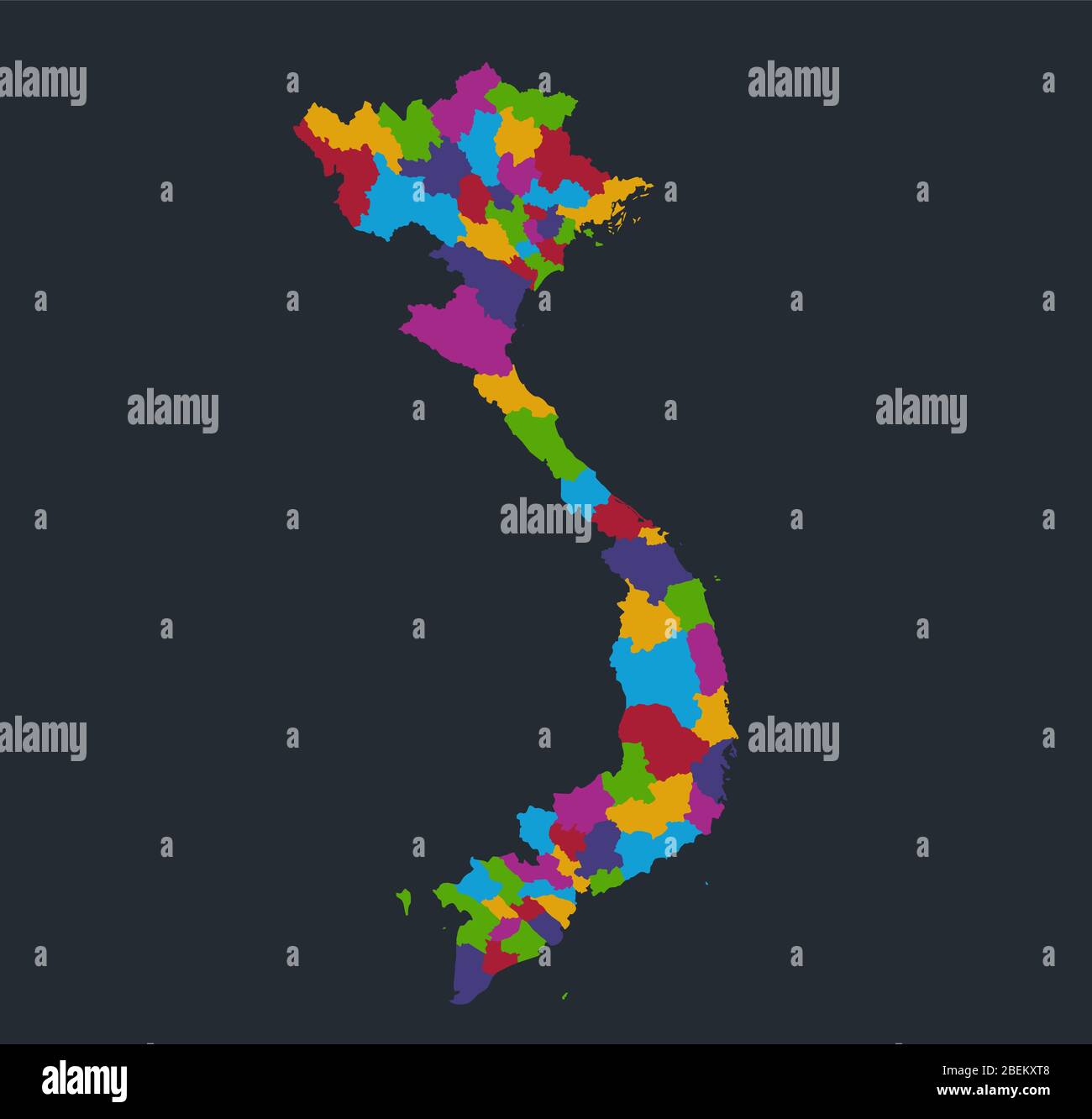 Infographics Vietnam map, flat design colors,individual administrative ...